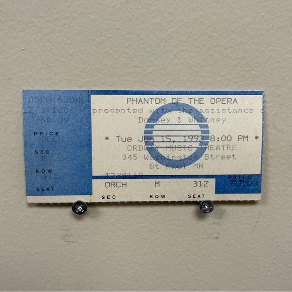 Office | Vintage 1993 Phantom Of The Opera Ticket Stub | Poshmark
